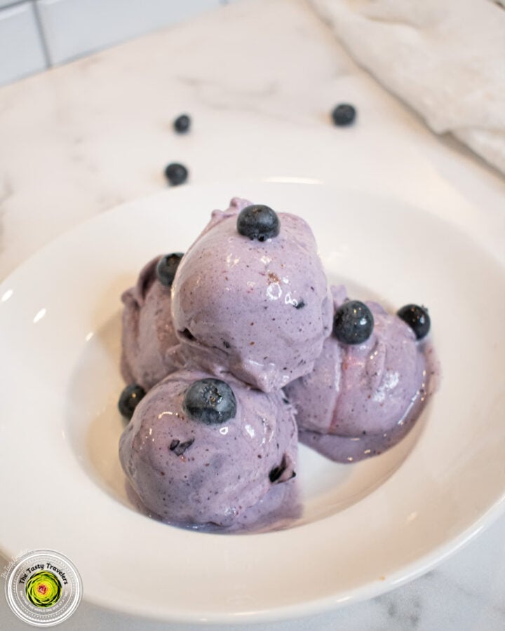 Ninja Creami Blueberry Protein Ice Cream - The Tasty Travelers